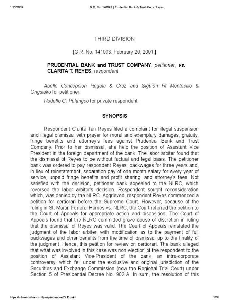 4 Prudential Bank Trust Co. v. Reyes | PDF | Jurisdiction | Judgment (Law)
