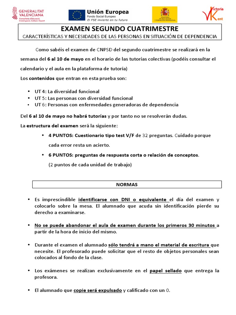 Examen CNPSD: Dependencia y Diversidad | PDF | Prueba (evaluación) | Prueba / examen