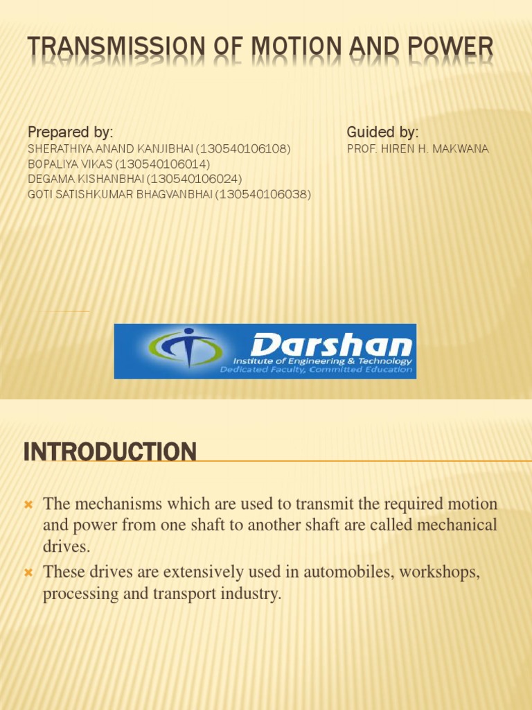 Mechanical Drives: Motion & Power Transmission | PDF | Gear | Belt ...