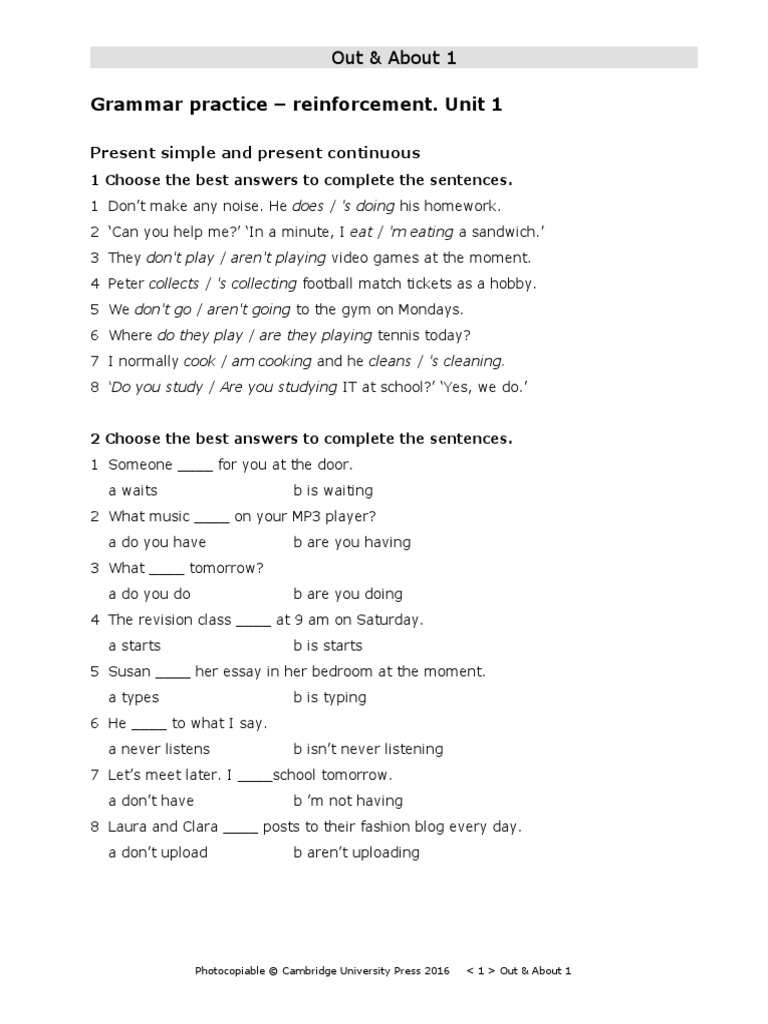 Unit 1 Grammar Practice-Reinforcement | PDF | Communication | Computing