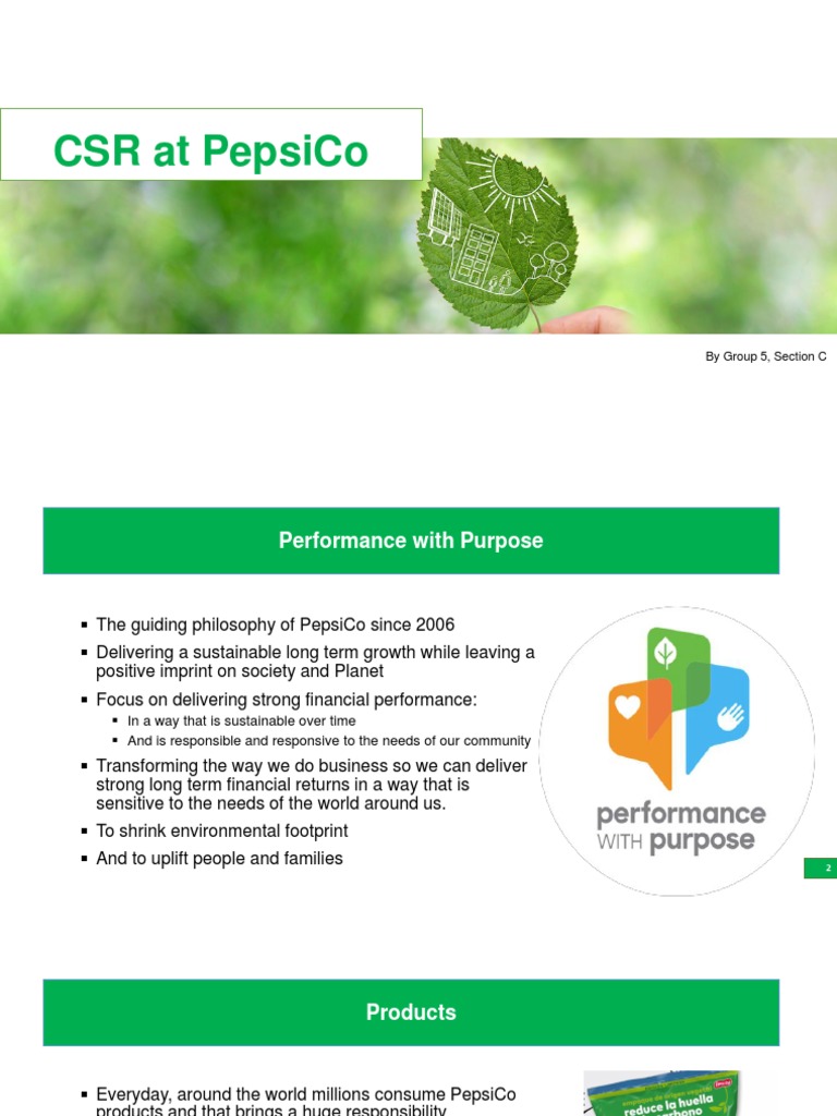PepsiCo CSR | PDF | Corporate Social Responsibility | Sustainability