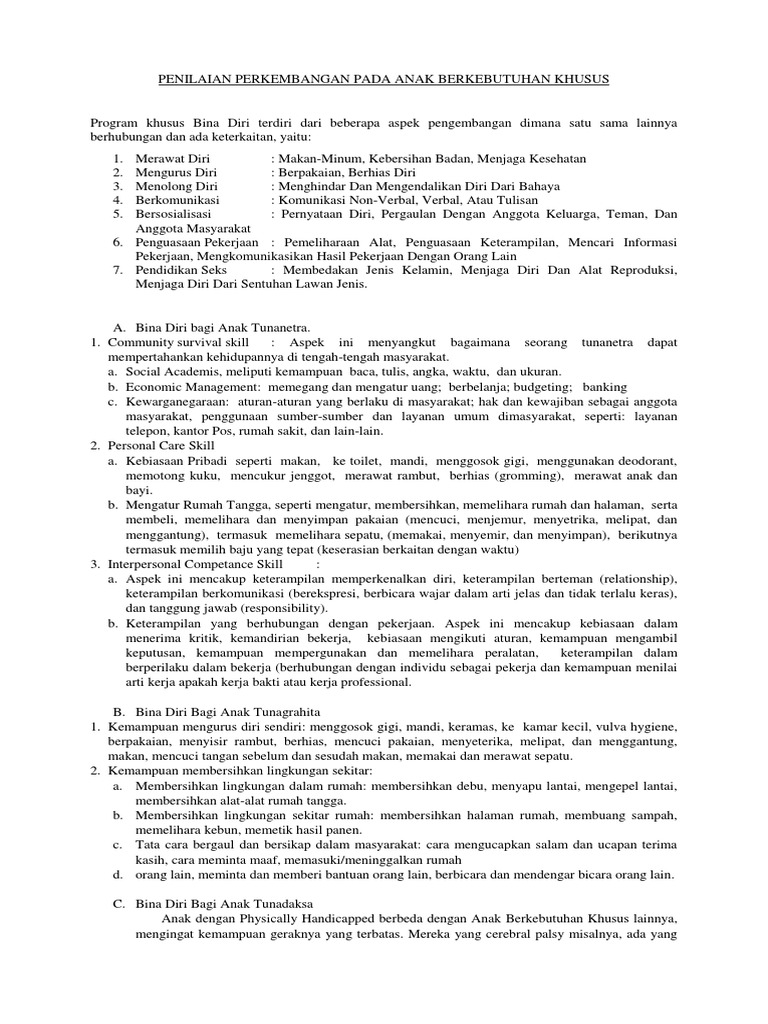 Format Penilaian Pada ABK | PDF