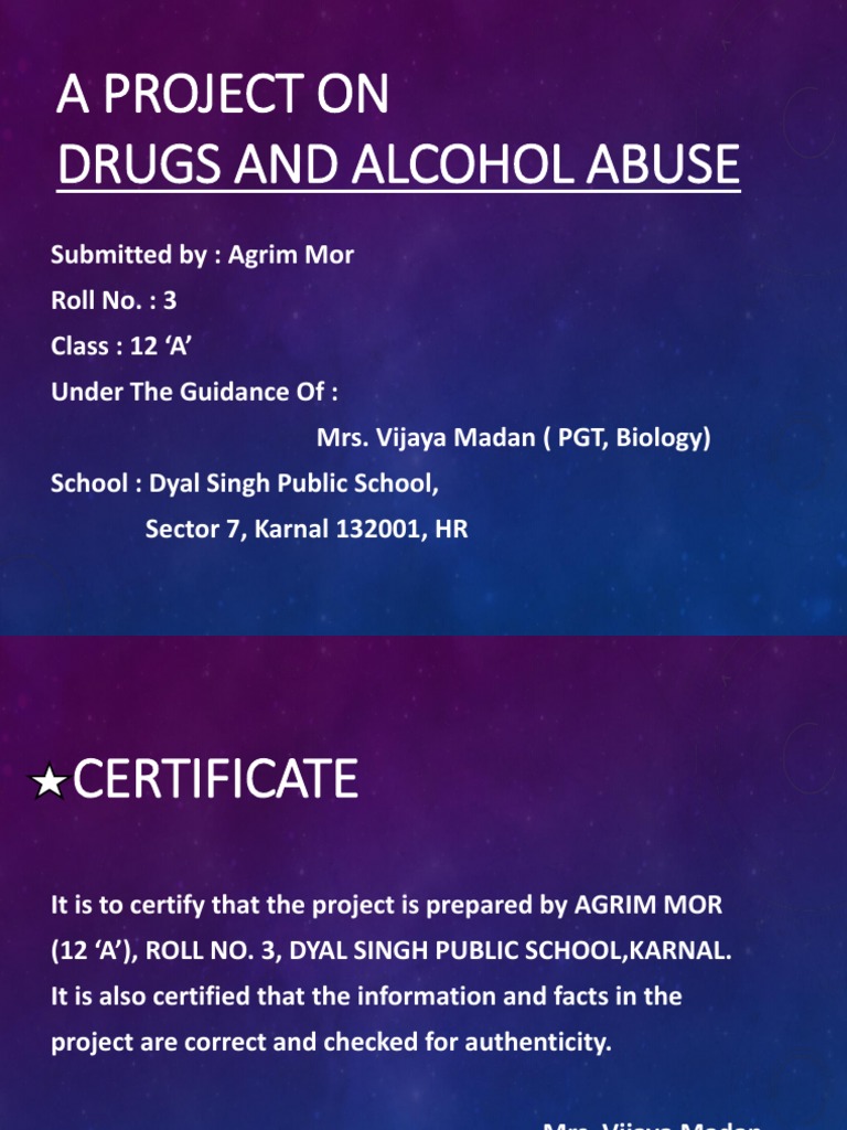 Drugs Class 12 Project | PDF | Alcoholism | Cocaine