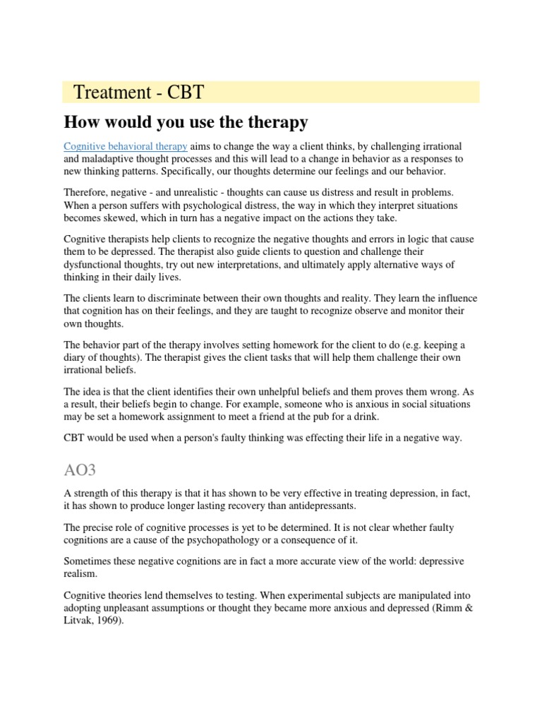 CBT | PDF | Cognitive Behavioral Therapy | Psychotherapy