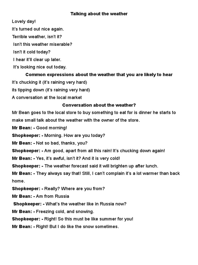 Weather Dialogue Between Friends | PDF