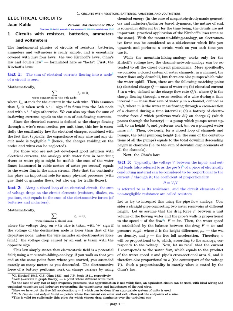 Electricity Circuits | PDF | Series And Parallel Circuits | Volt
