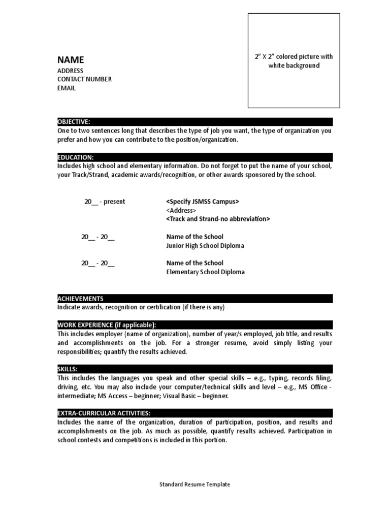 Standard Resume Template | PDF