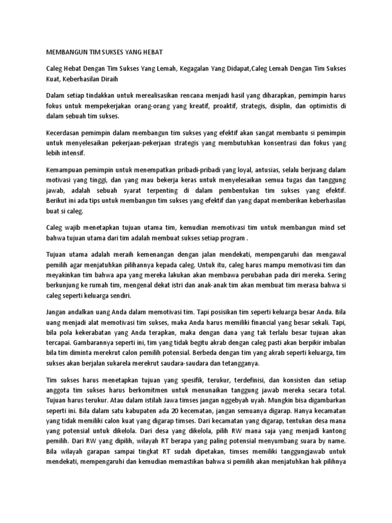 Membangun Tim Sukses Yang Hebat | PDF