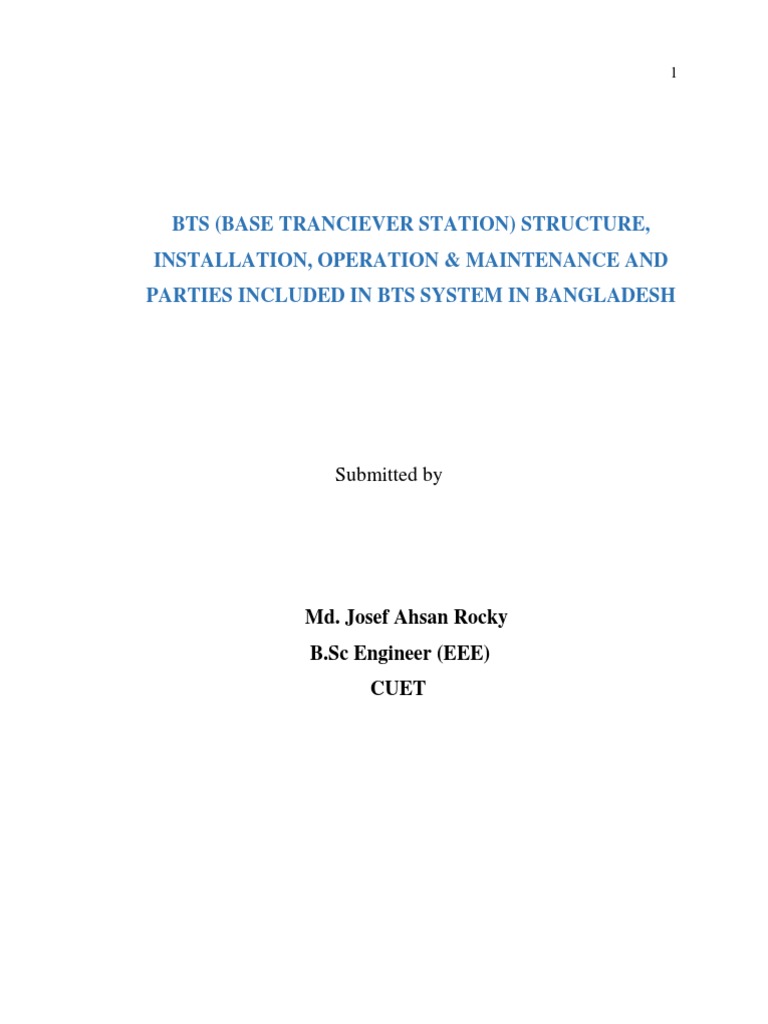 BTS Base Transciever Station Structure | PDF | Power Inverter | Mains ...