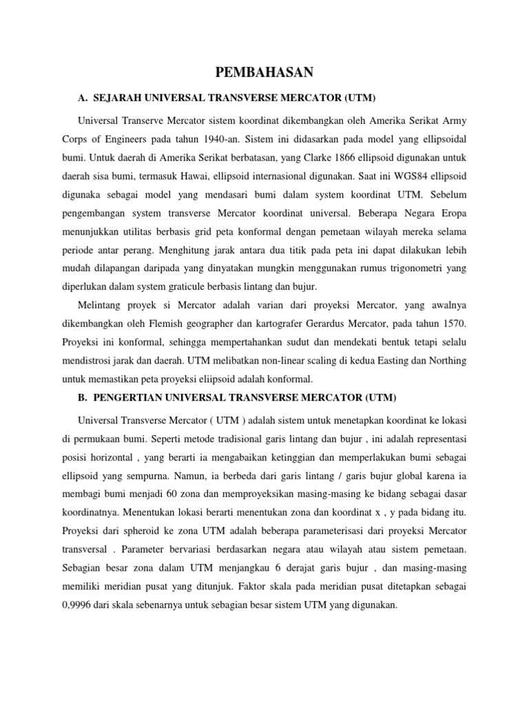 Sejarah dan Pengertian UTM Koordinat | PDF