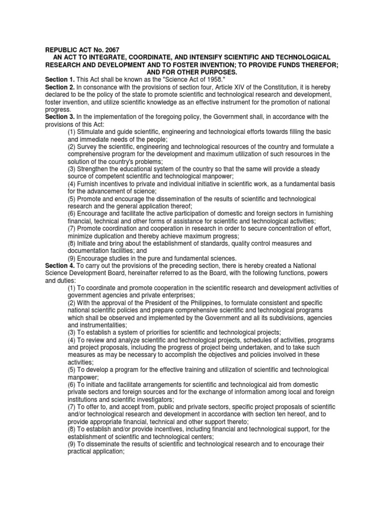 Republic Act No 2067 | PDF | Board Of Directors | Commissioner