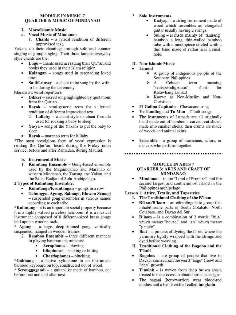 MAPEH Module | Philippines | Clothing