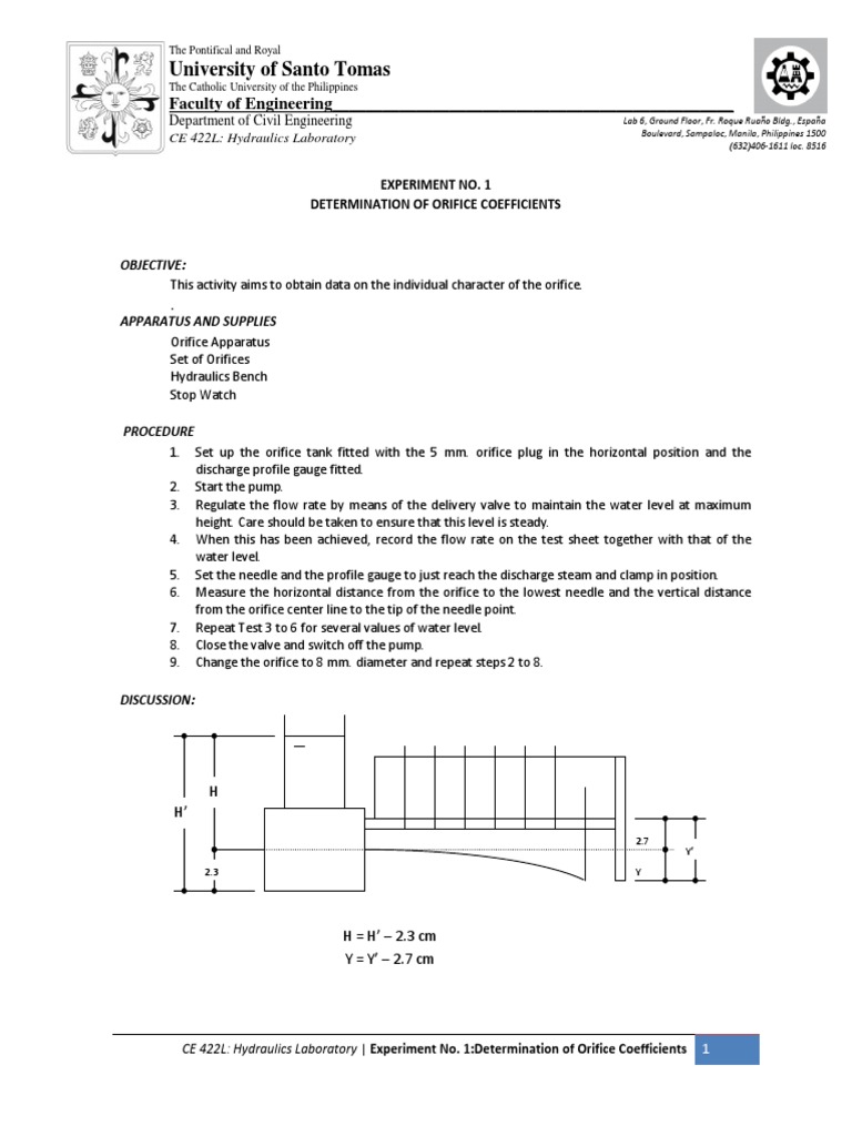 1 - Determination of Orifice Coefficients PDF | PDF | Flow Measurement ...