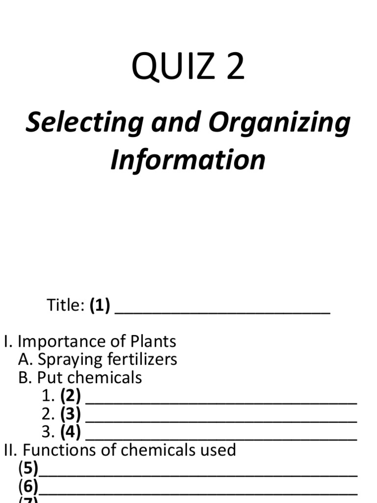 QUIZ 2 Selecting and Organizing Info | PDF
