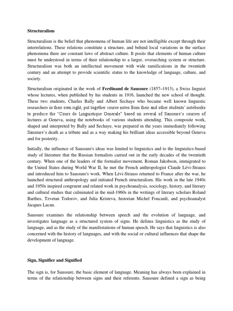 Structuralism 1 | PDF | Linguistics | Psychology