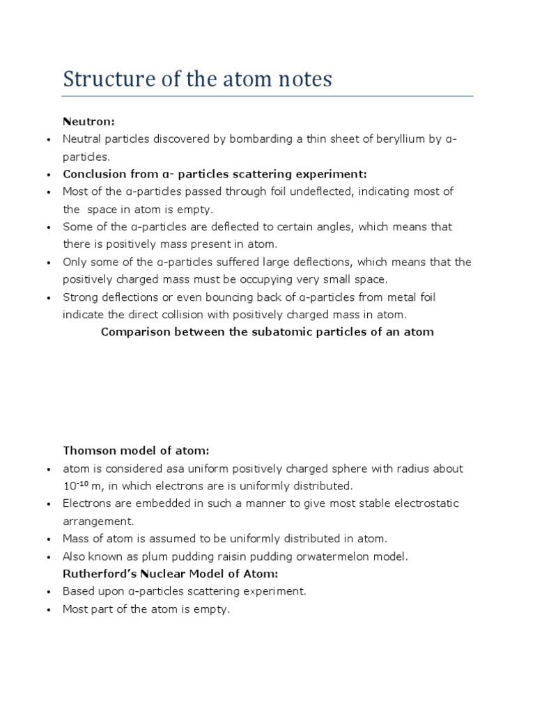 Structure of Atom Notes | PDF | Electromagnetic Spectrum ...