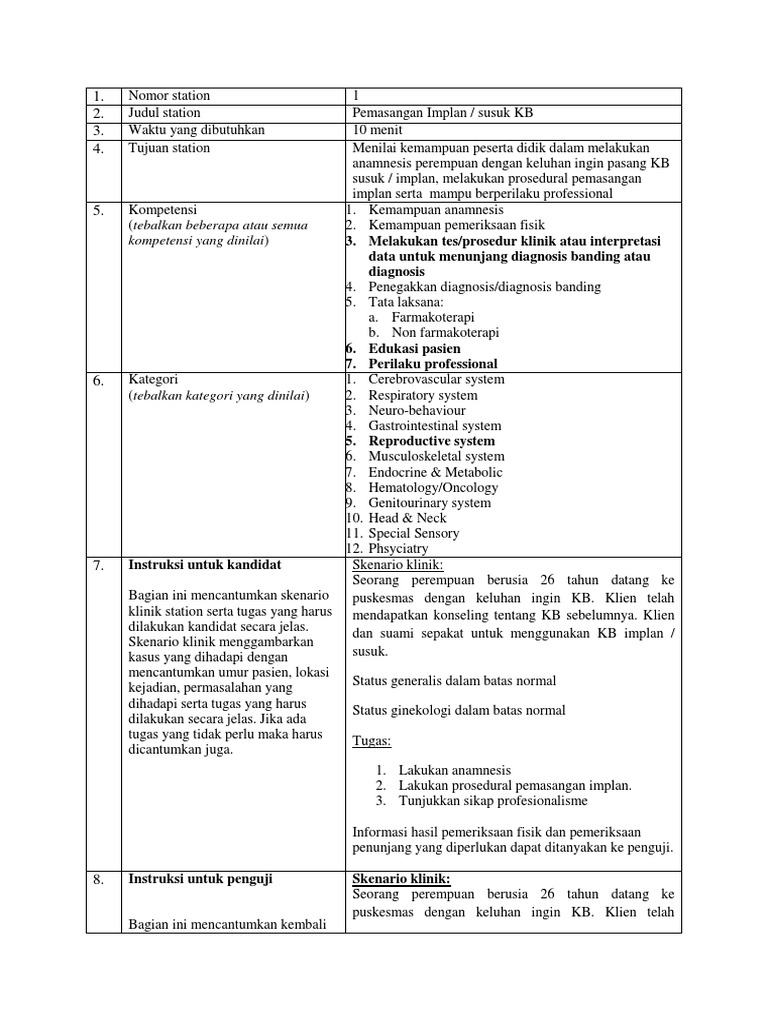 OSCE Pasang Implant | PDF