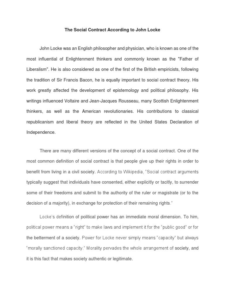 Social Contract Theory | PDF | Social Contract | John Locke