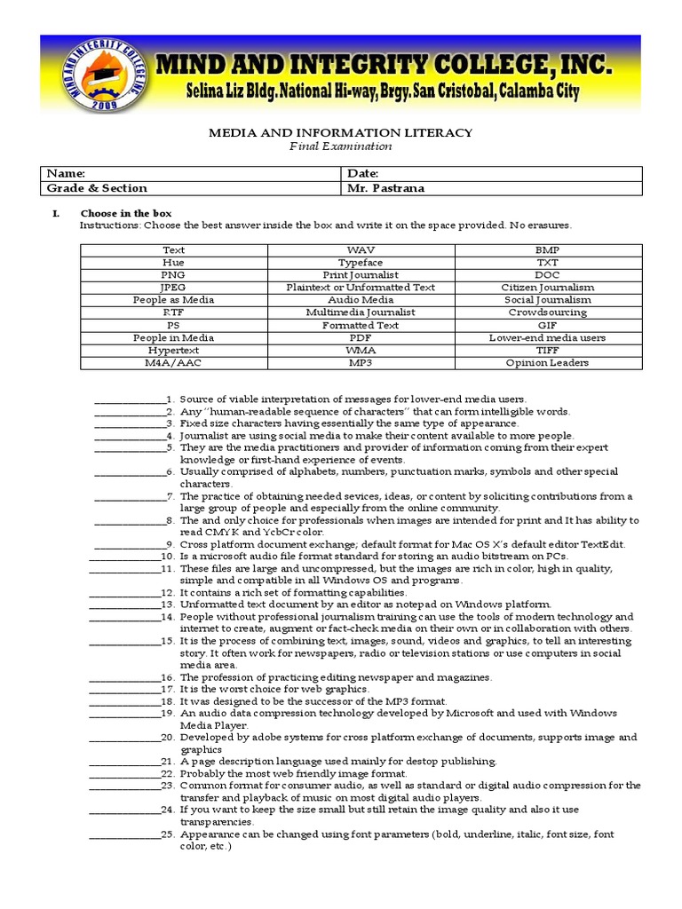 Mil Final Exam | PDF | Typefaces | Serif