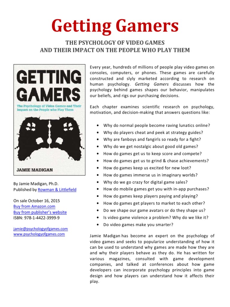 Getting Gamers Info Sheet | PDF | Video Games | Mass Media