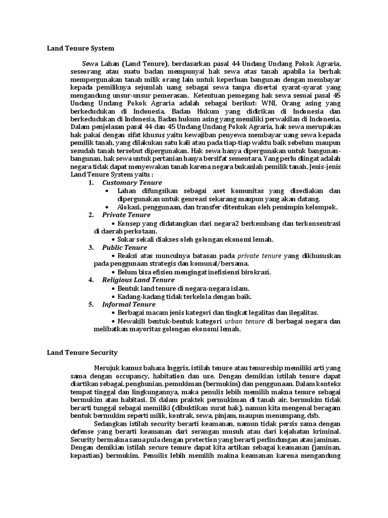 Land Tenure PDF | PDF | Politik | Ilmu Sosial