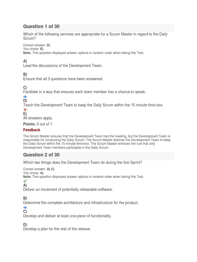 PSM Sample Questions | PDF | Scrum (Software Development) | Cognition