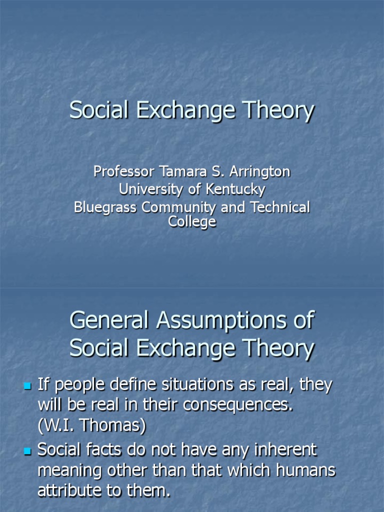 Social Exchange Theory | PDF | Action (Philosophy) | Psychological Concepts