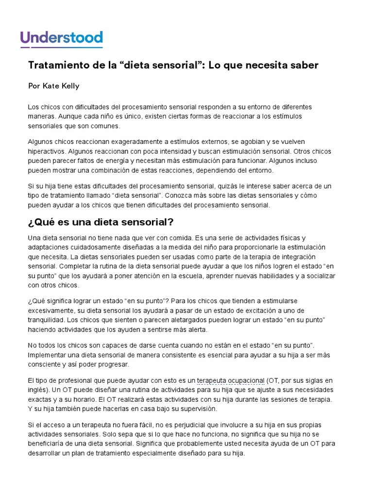Dieta Sensoriales Lo Que Necesita Saber | PDF | Dieta | Tratamiento de ...