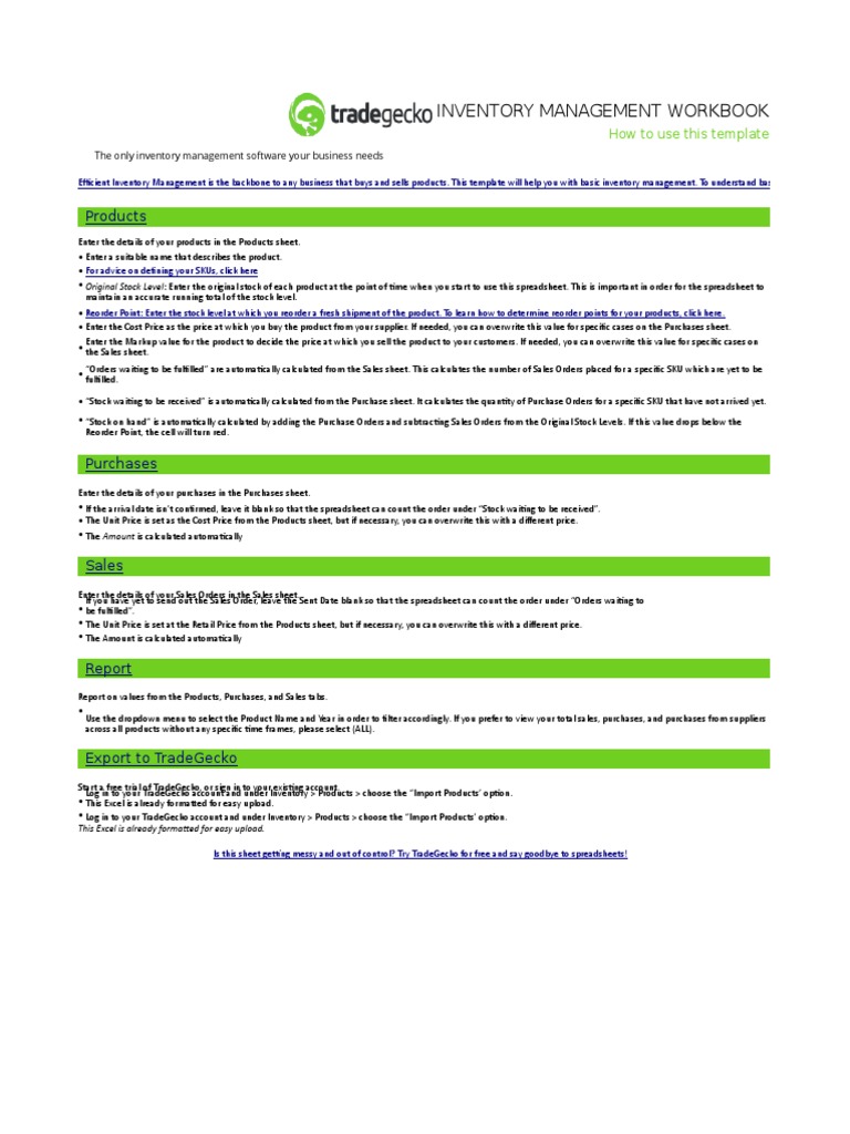 Inventory Management Excel Template | Download Free PDF | Inventory ...