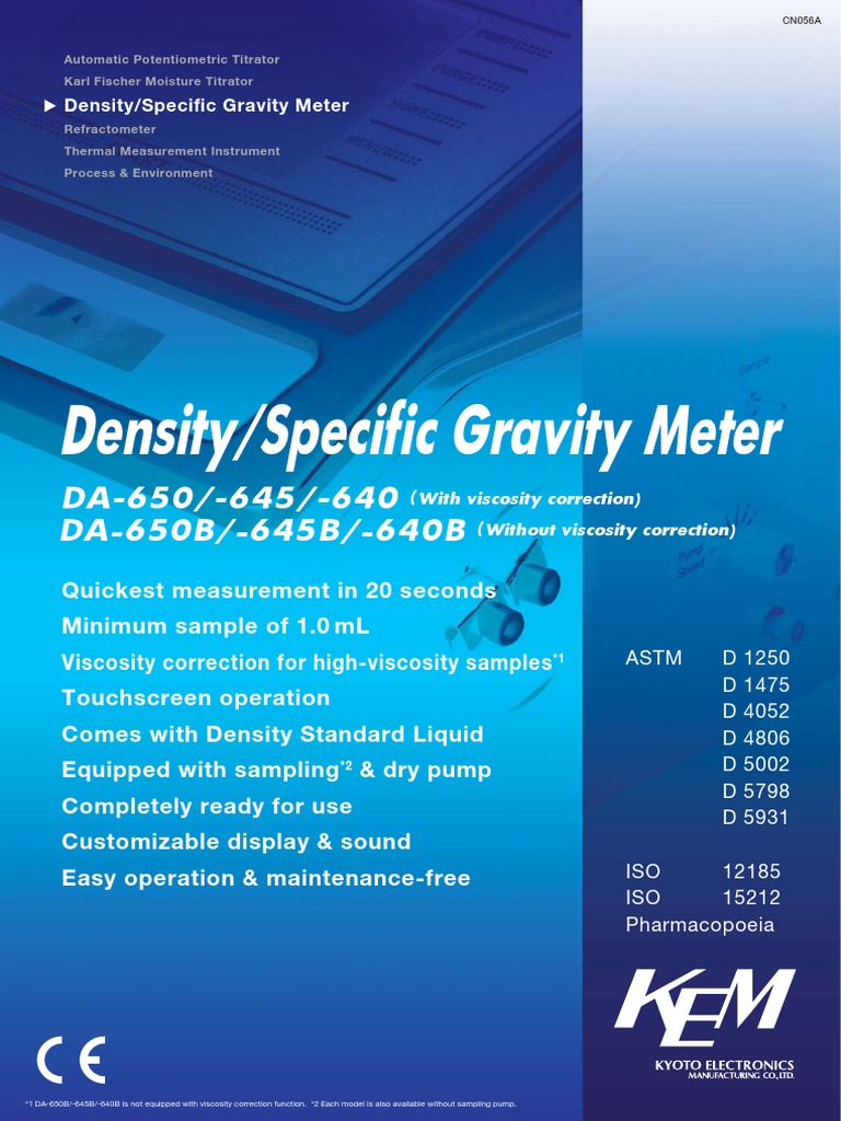 KEM Densitometers | PDF | Density | Petroleum