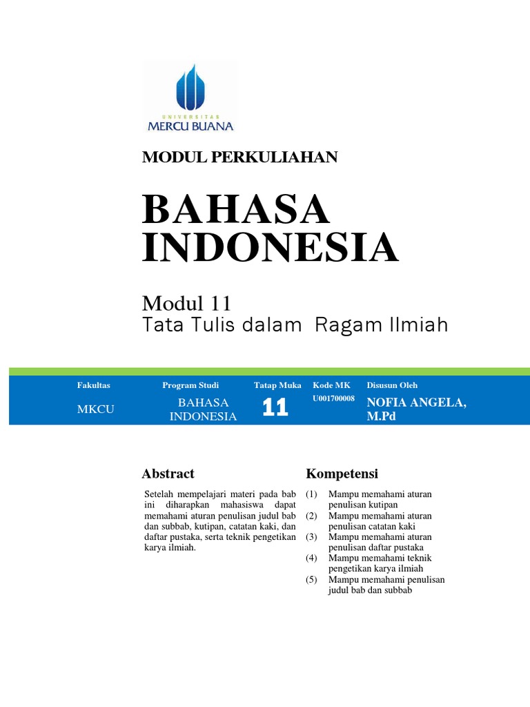 Modul 11 Tata Tulis Ragam Ilmiah | PDF