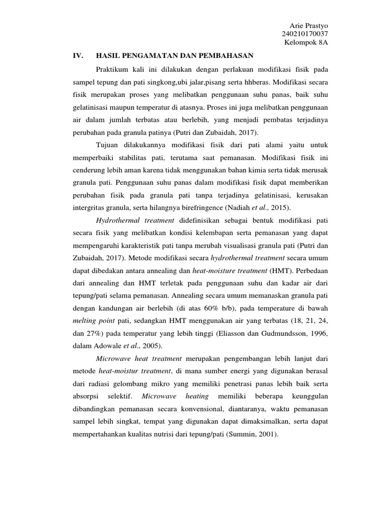 V PEMBAHASAN Pati Modifikasi | PDF | Kesehatan Holistik | Teknologi ...