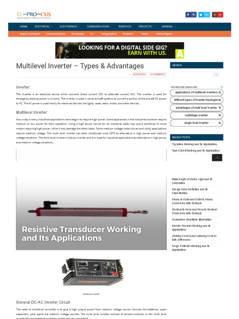 Inverter and Multilevel Inverter - Types, Advantages and Applications | PDF | Power Inverter ...