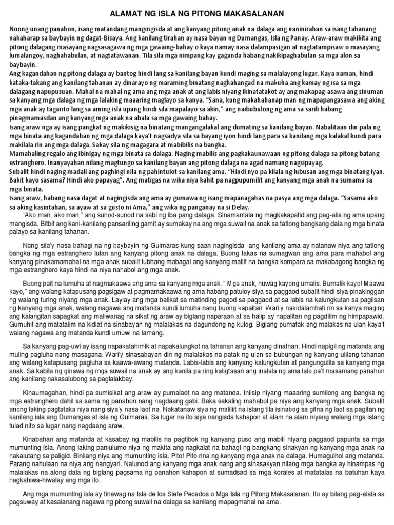 ALAMAT NG ISLA NG PITONG MAKASALANAN-activity | PDF