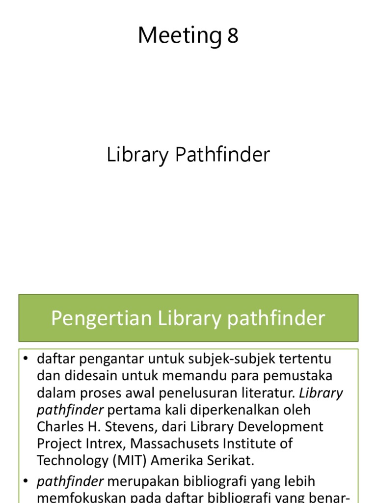 Meeting8 - Library Pathfinder | PDF