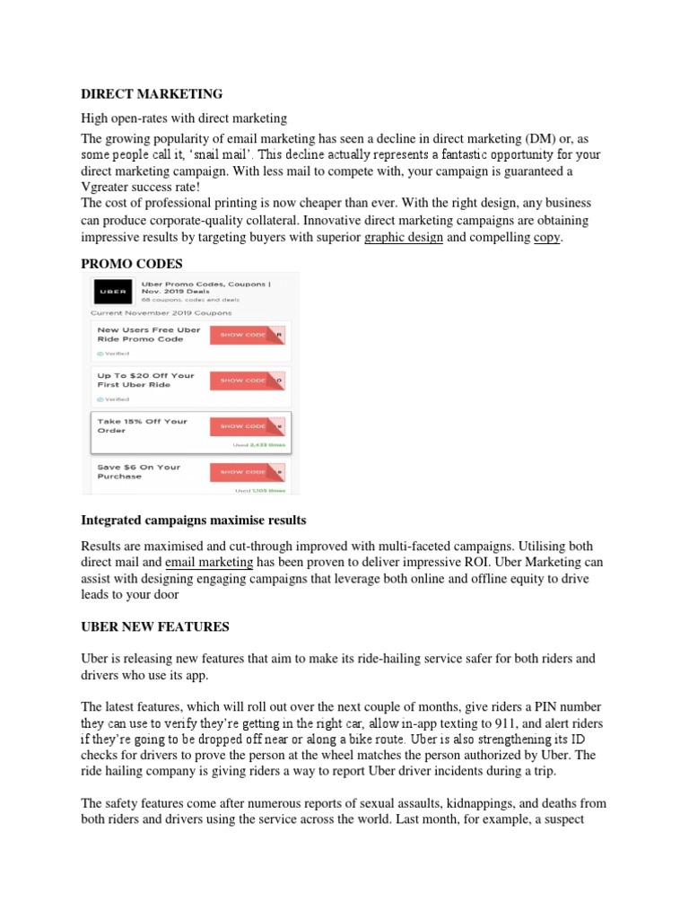 Uber Report | PDF | Target Audience | Direct Marketing