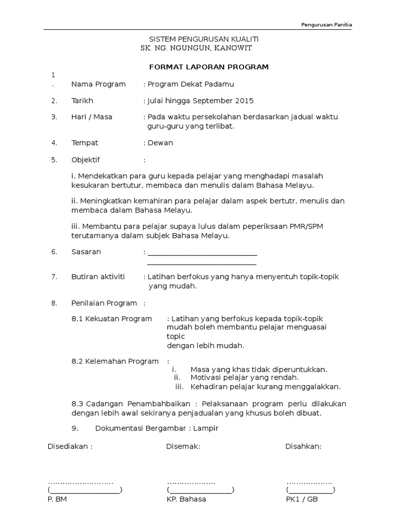 Format Laporan Program | PDF