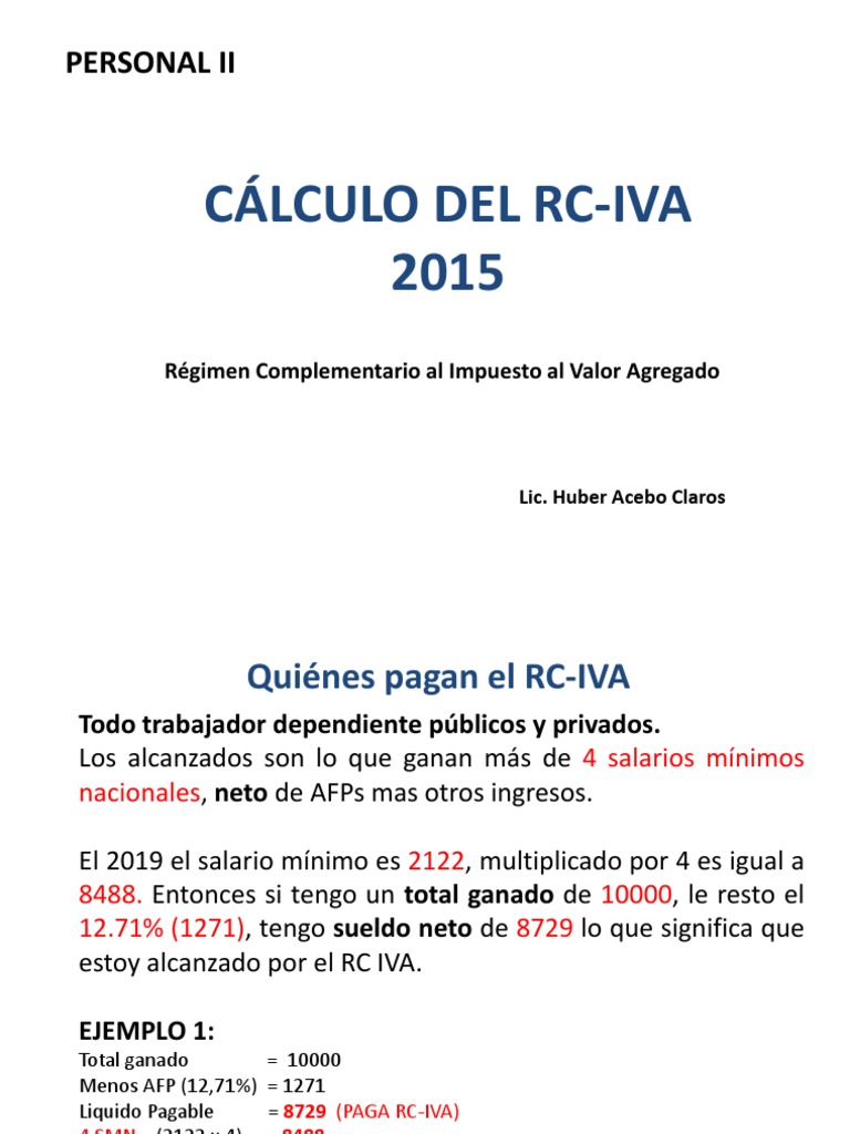 CALCULO RC-IVA 2019 Mod PDF | PDF | Finanzas y dinero | Tecnología