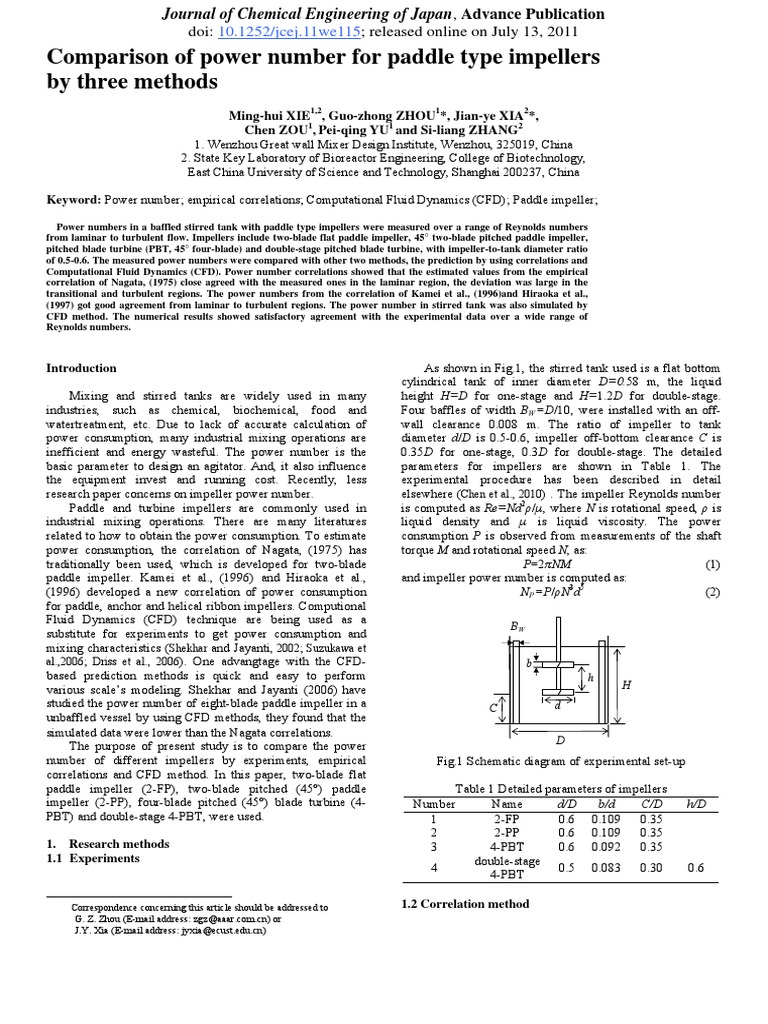 Paddle Impeller Power Number Comparison | PDF | Reynolds Number ...