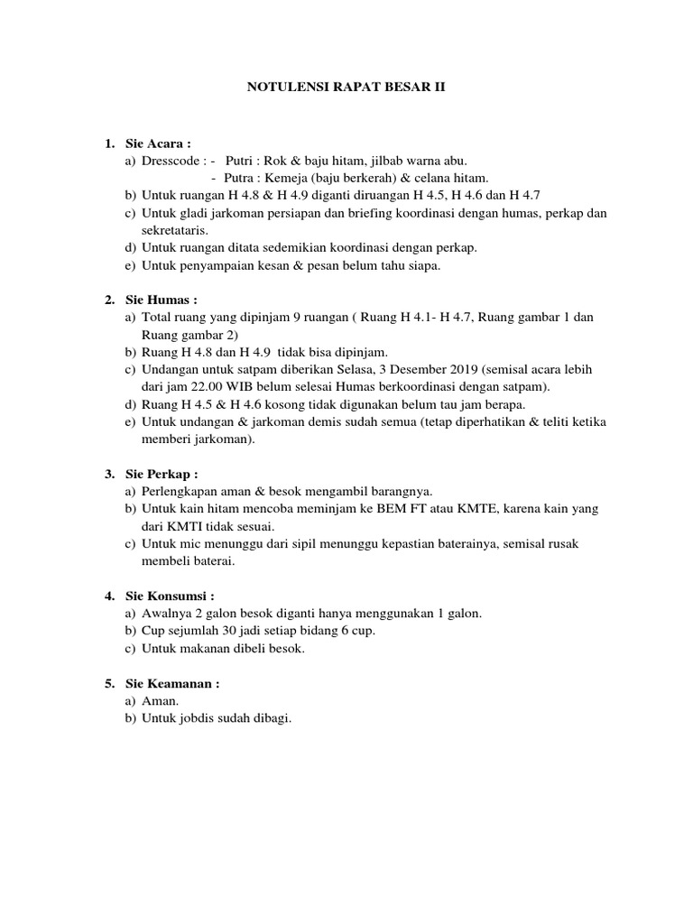 Notulensi Rapat Besar Ii | PDF