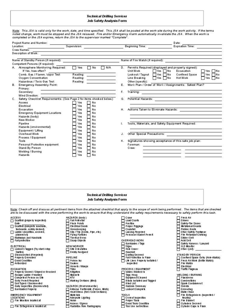 JSA Form | PDF | Personal Protective Equipment | Prevention