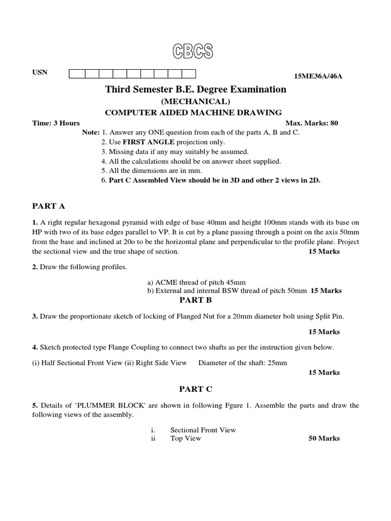 COMPUTER AIDED MACHINE DRAWING Paper 2 PDF | PDF | Manufactured Goods ...