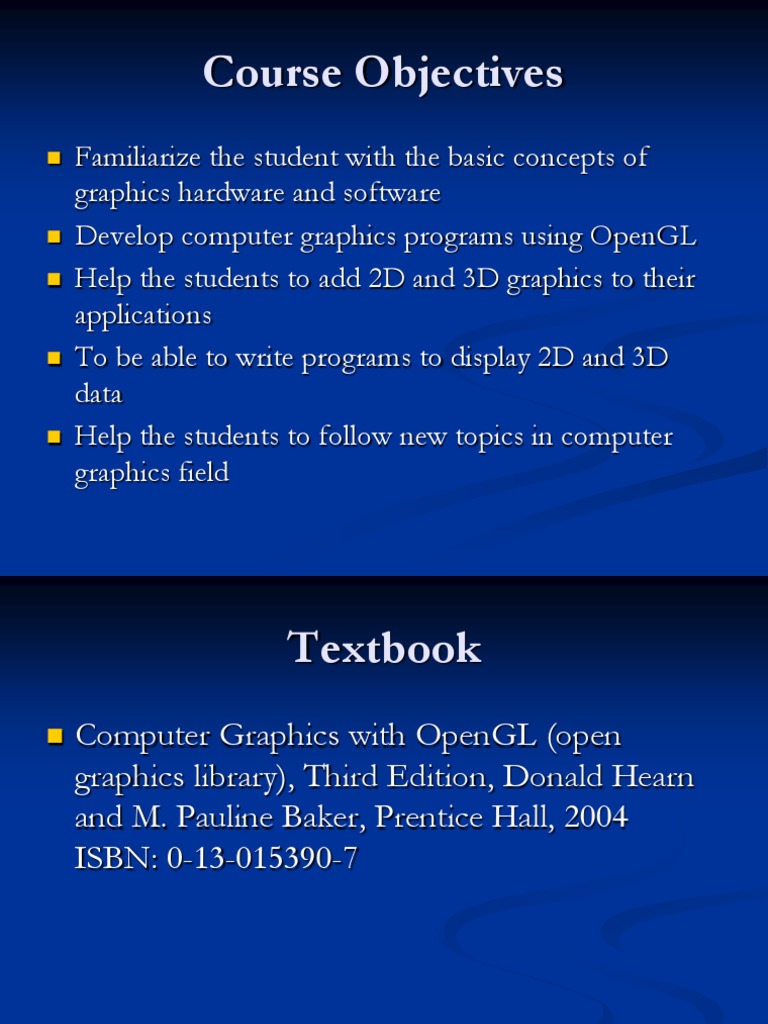 OpenGL Programming Course Objectives | PDF | Computer Graphics ...
