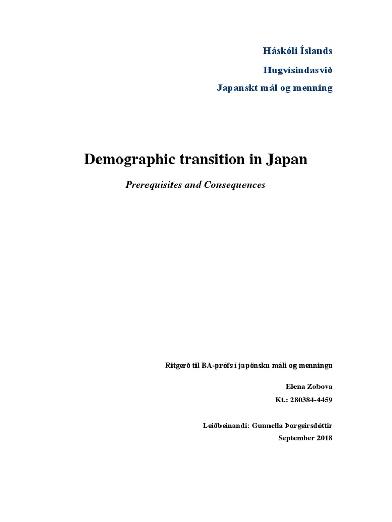 Demographic Transition in Japan. Prerequisites and Consecuences. | PDF ...