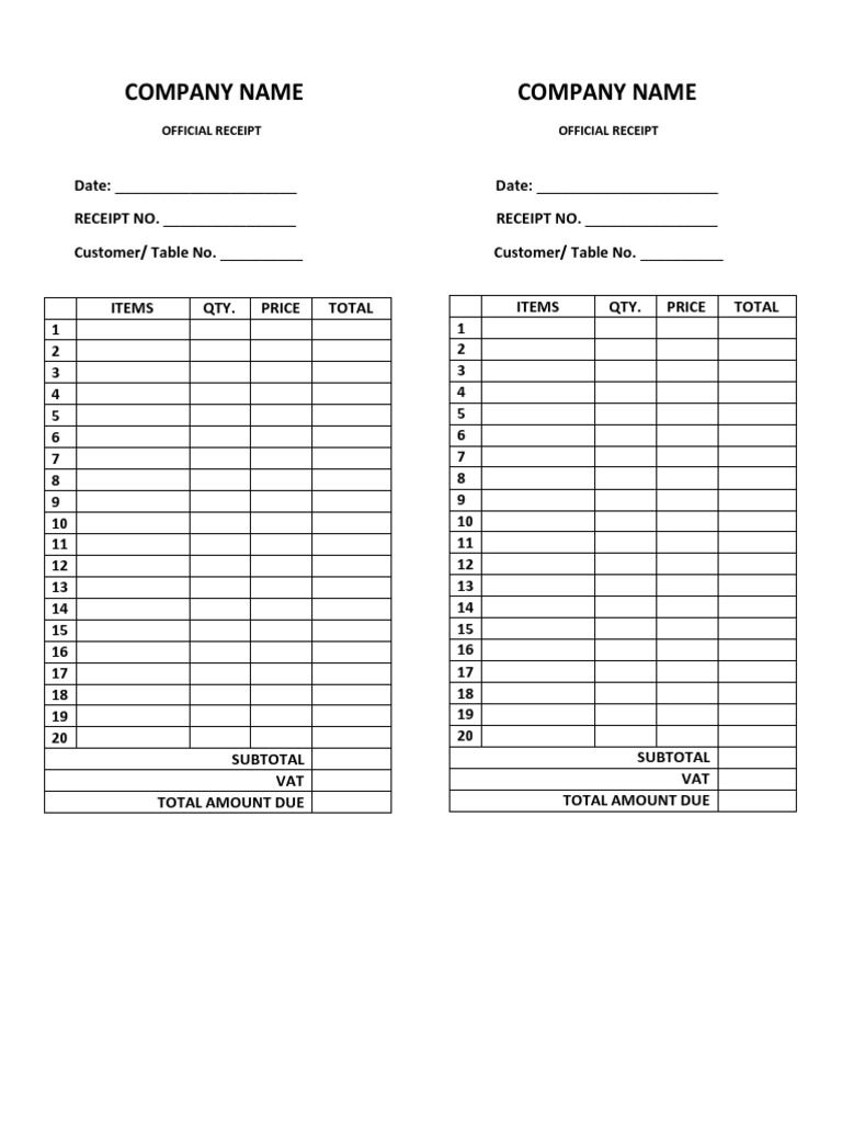 Official Receipt Template | PDF