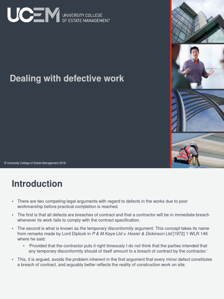 LAW6CON Dealing With Defective Work | PDF | Breach Of Contract | Architect