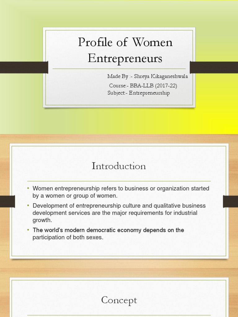 Profile of Women Entrepreneurs | PDF | Entrepreneurship | Employment