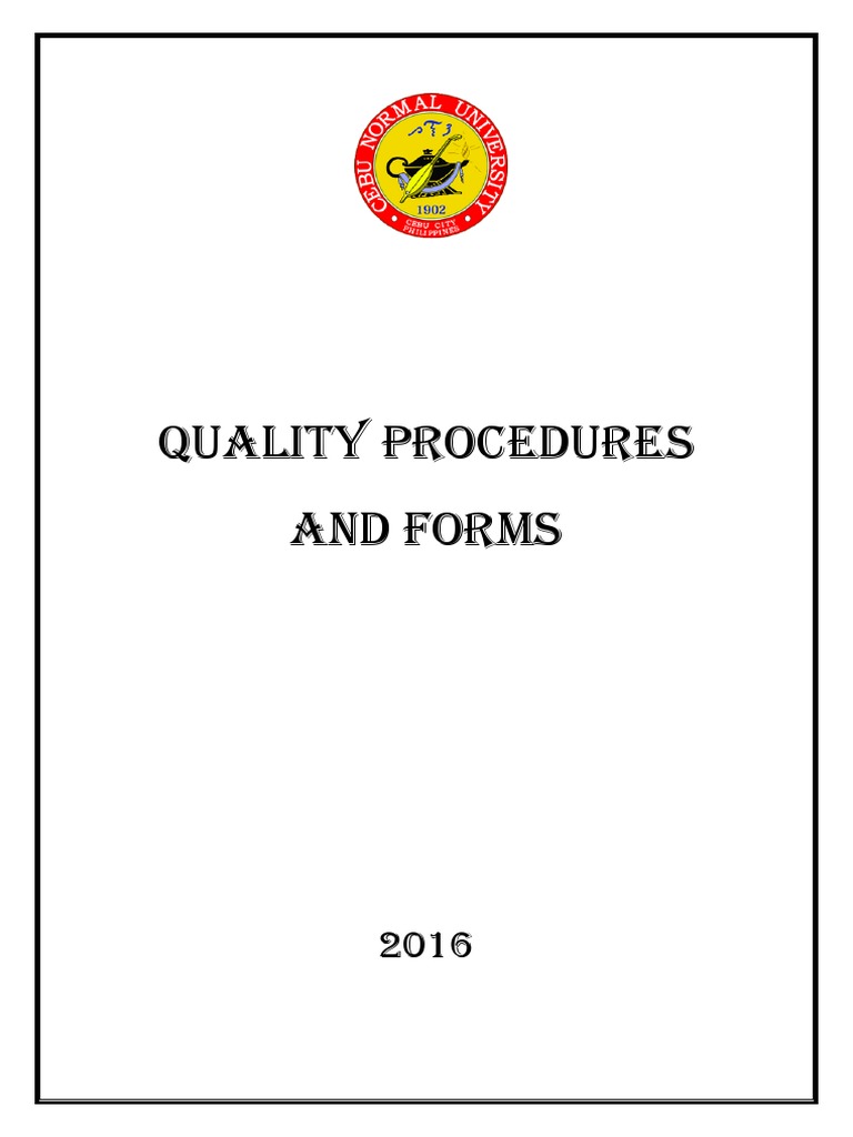 Quality Procedures and Forms 2016 | PDF | Quality Management System ...