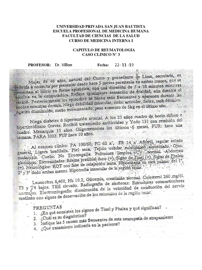 Signos de Tinel y Phalen en Reumatología | PDF | Síndrome del túnel ...