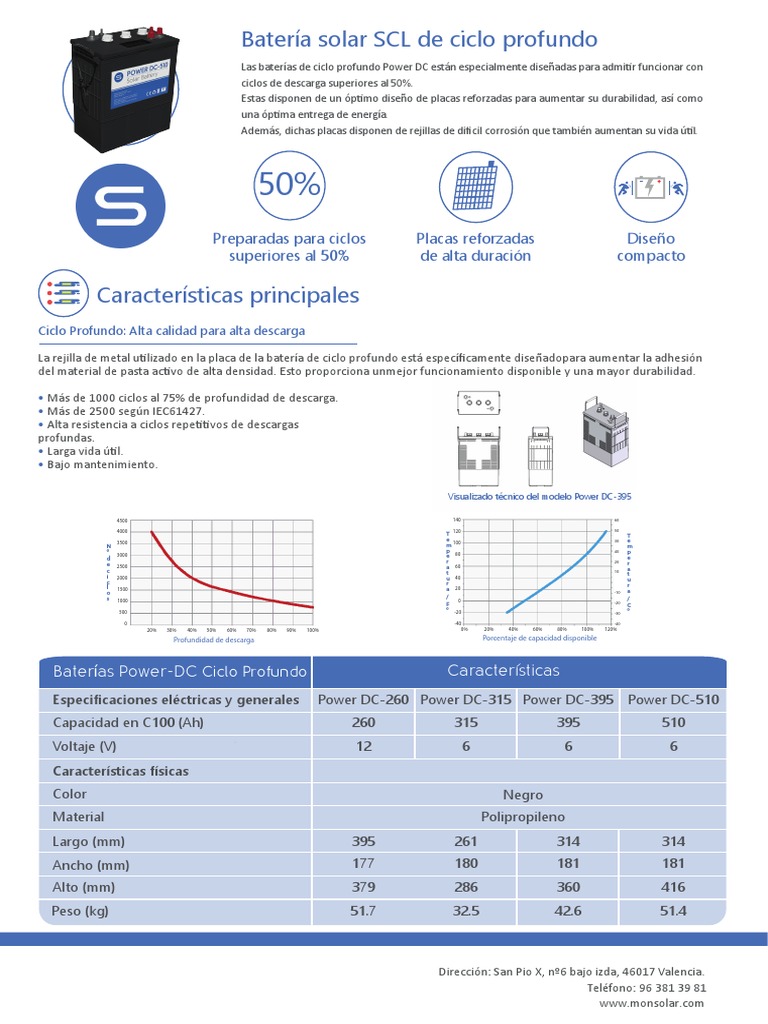Ficha Tecnica Baterias Ciclo Profundo Power DC | PDF | Energía y recursos | Naturaleza